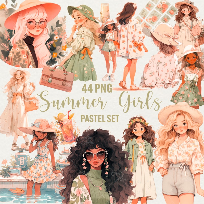 Cute Girls Clipart - Etsy