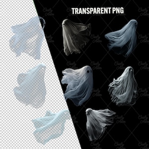 Creepy Tulle Ghost Clipart: Halloween Photo Overlays (PNG Digital ...