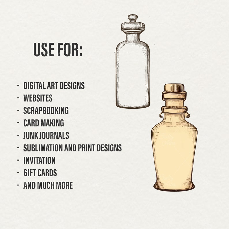Vintage Apothecary Bottles Clipart: Antique Jars PNG Overlays (digital ...