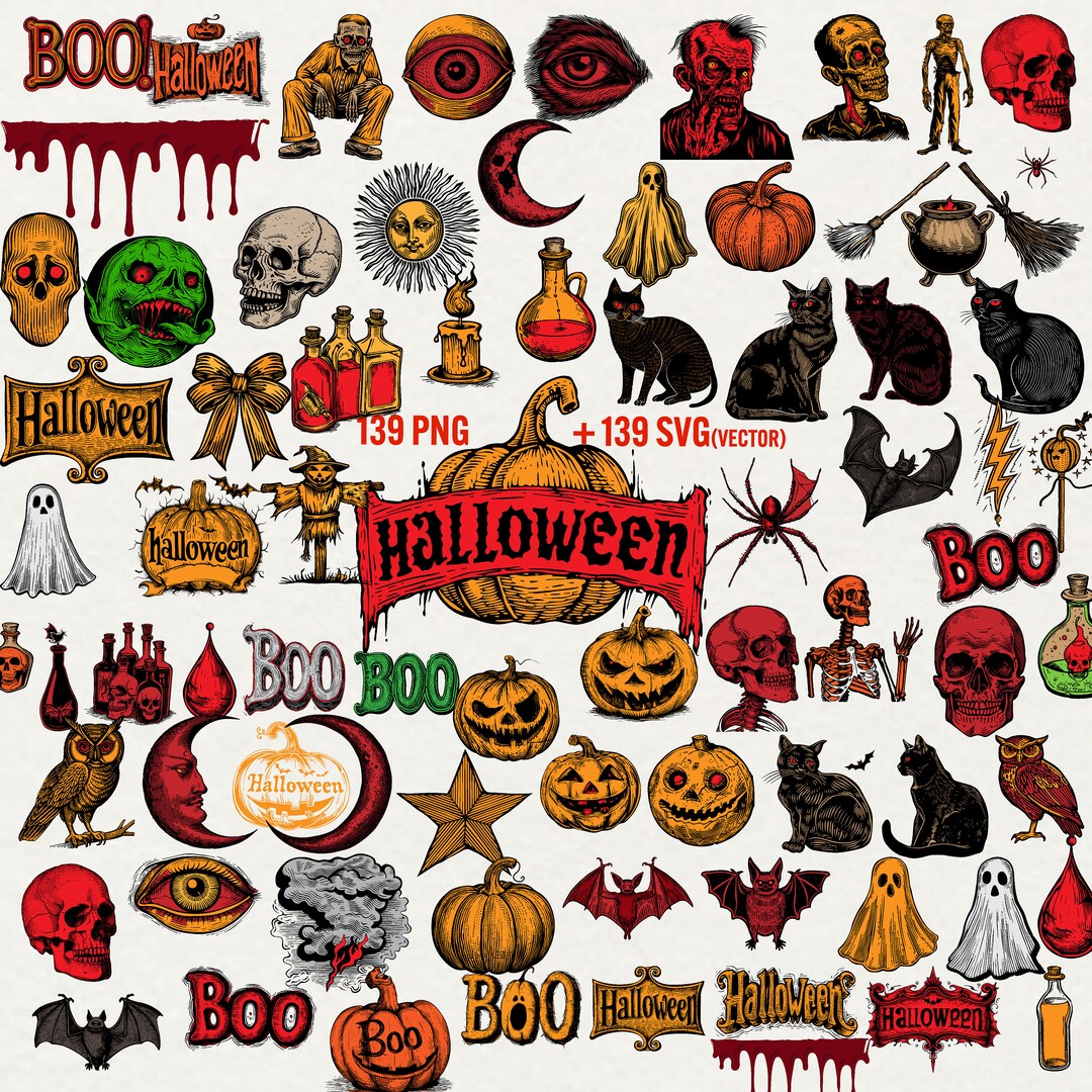 Halloween Svg Bundle, Halloween Png Clipart, Pumpkin Autumn Vector ...