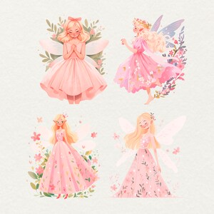 Watercolor Fairy Girls Clipart, 28 Png Pink Fairies, Floral Fantasy ...
