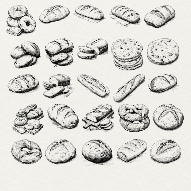 Artisan Bakery Clipart: 92 Bread Line Art Graphics (PNG) - Etsy