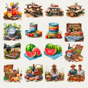 Watercolor Picnic Clipart, 57 Png Summer Picnic Basket, Spring Picnic ...