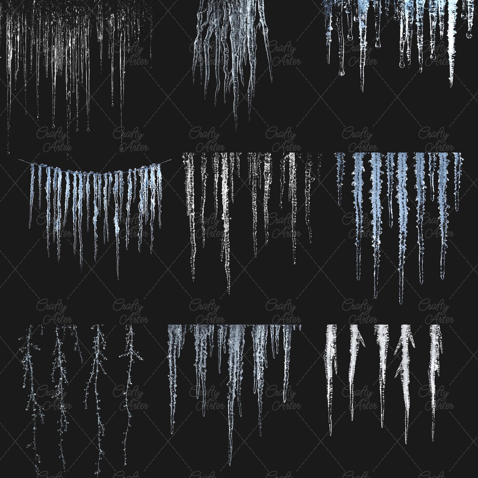 Icicles Clipart Overlays: Winter Frozen PNG (digital Download) - Etsy