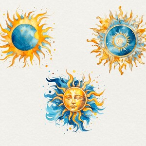 Watercolor Celestial Sun Clipart: 20 PNG Fantasy Illustrations - Etsy