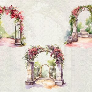 Watercolor Wedding Flower Arch Clipart, Wedding Ceremony Flowers ...