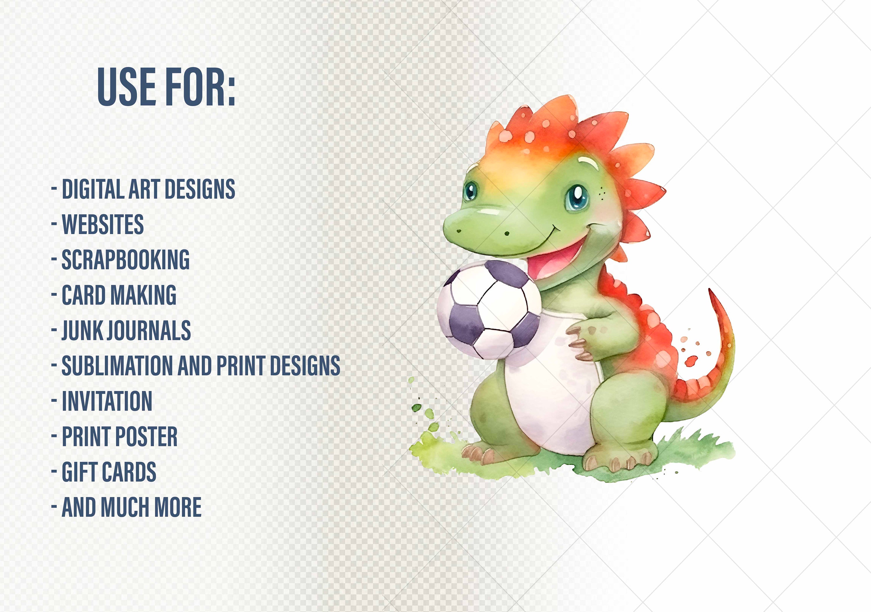 Cute Dragons Watercolor Clipart Dragon Football 7 PNG Dragon - Etsy