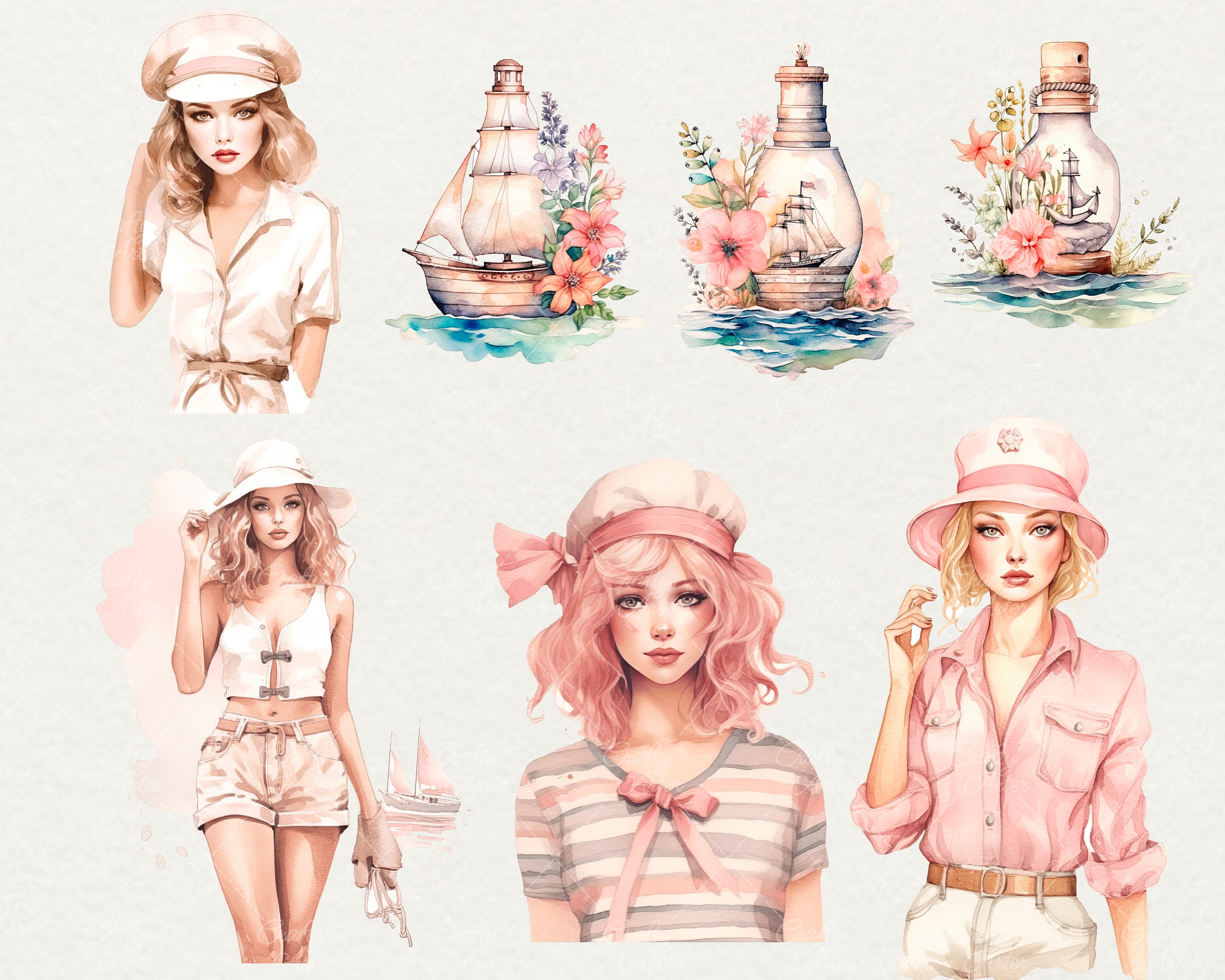Watercolor Boho Ocean Clipart 53 PNG Ocean Beach Clipart - Etsy