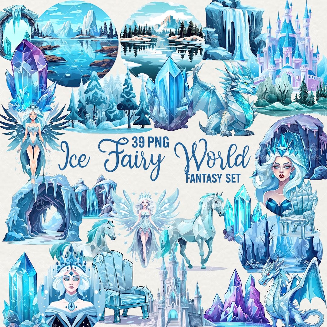 Ice Land Fantasy Clipart, 39 PNG Ice Fantasy World, Ice Dragon, Fairy ...
