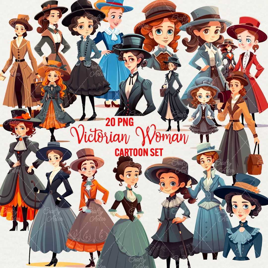 Victorian Woman Clipart Cartoon Clipart 20 PNG Victorian - Etsy UK