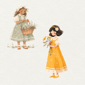 Spring Daisy Girls Clipart, 53 PNG Daisy Flowers Girls, Cute Spring ...