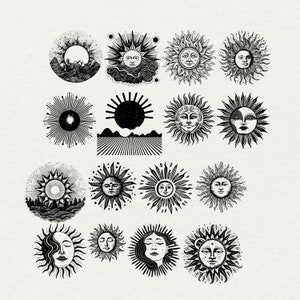 Celestial Sun Svg, 54 PNG and SVG Magic Sun Fantasy Clipart, Sun Face ...