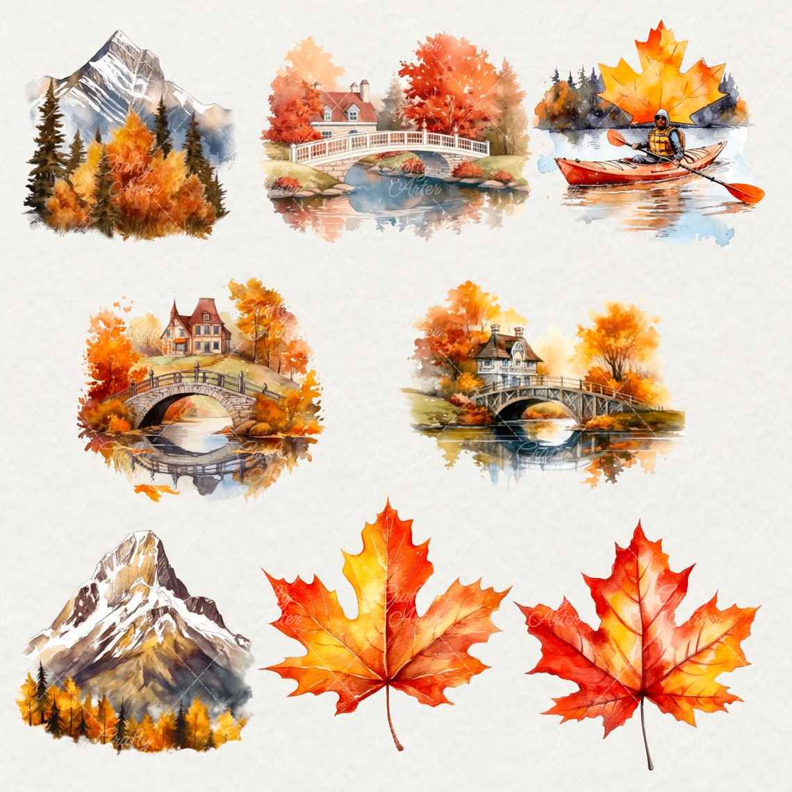 Watercolor Autumn Canada Clipart: 56 PNG Landscapes (commercial Use) - Etsy