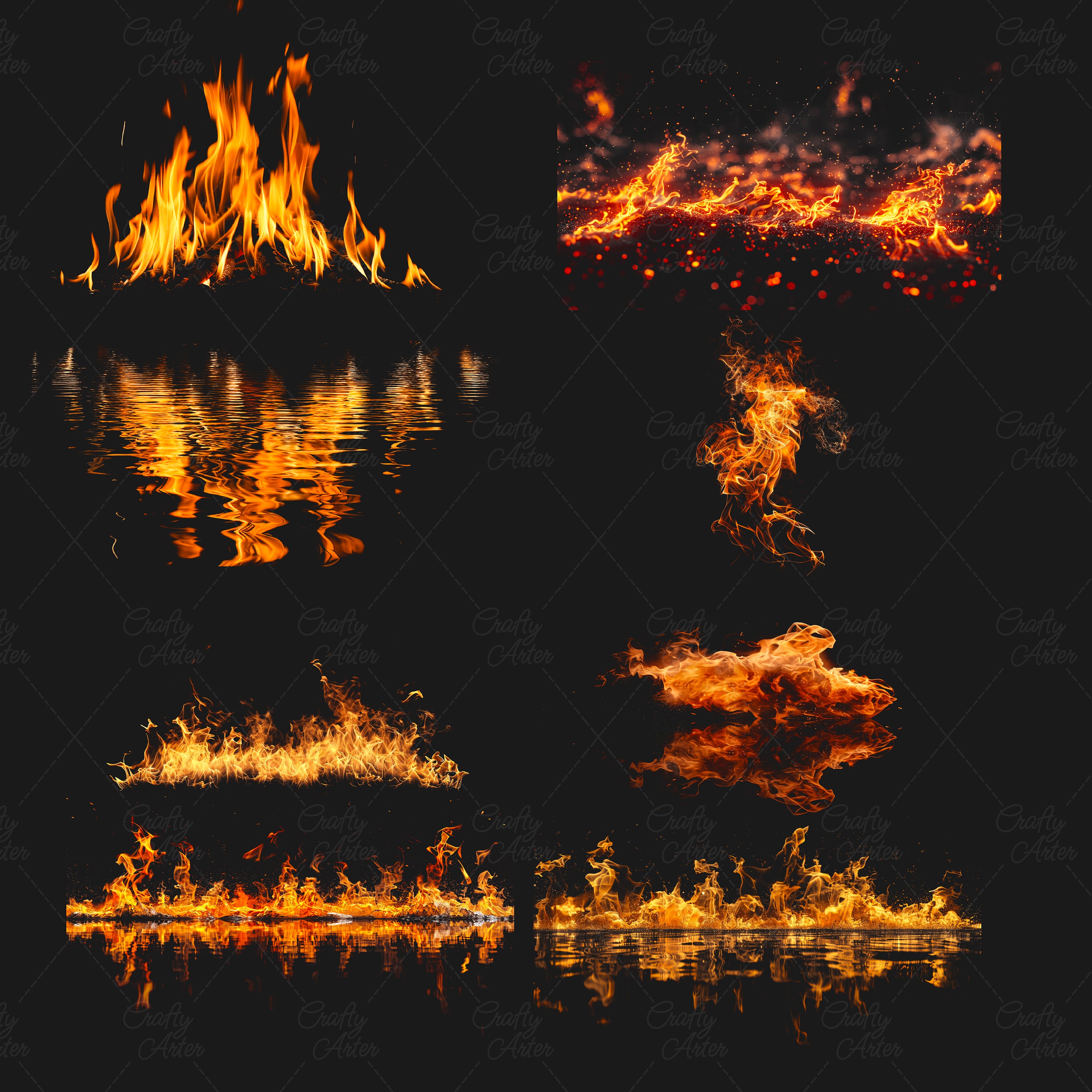 Fire Overlays Clipart: 44 Flame Effects, Transparent PNG (digital ...