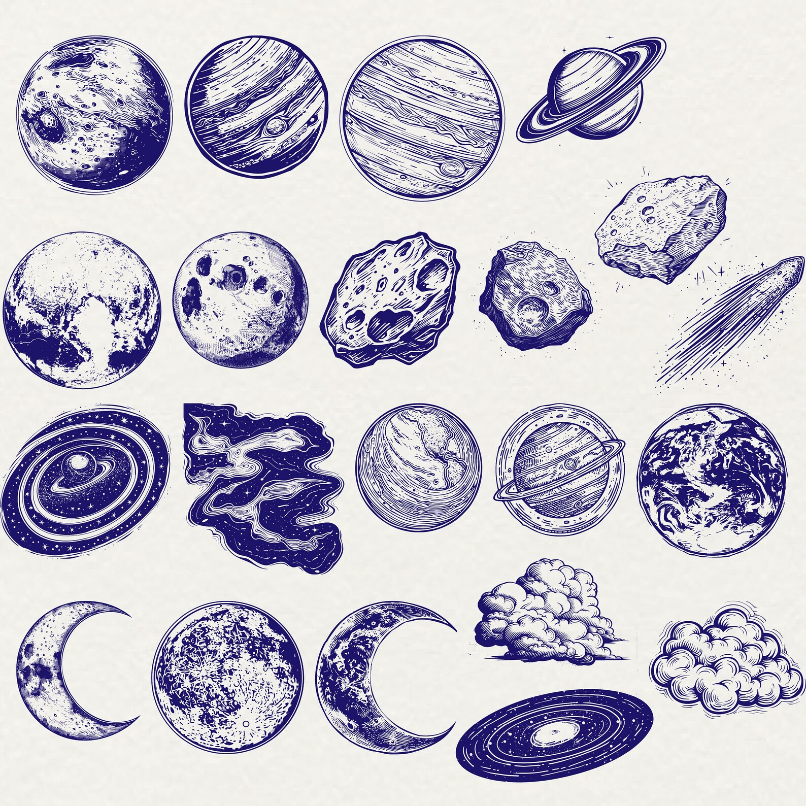 Celestial Clipart, Moon and Stars Svg, Outer Space Png, Planets Svg ...