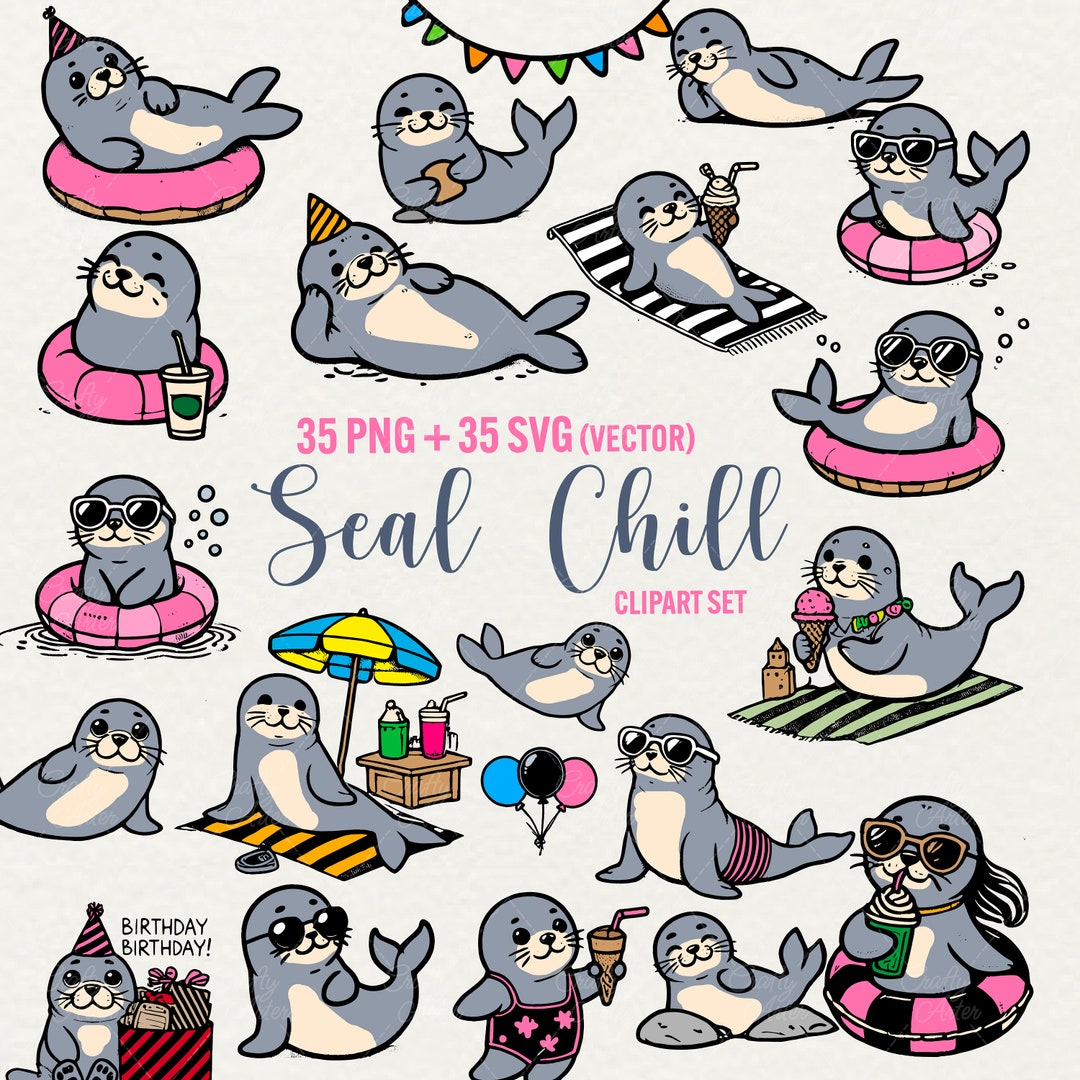 Seal Clipart, Seal Png, Seal Svg, Baby Seal Digital Sticker, Ocean Zoo ...