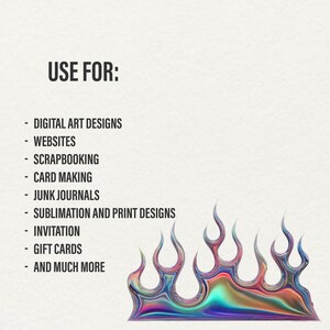 Y2K Holographic Fire Flames Clipart: Tribal PNG Bundle (digital) - Etsy