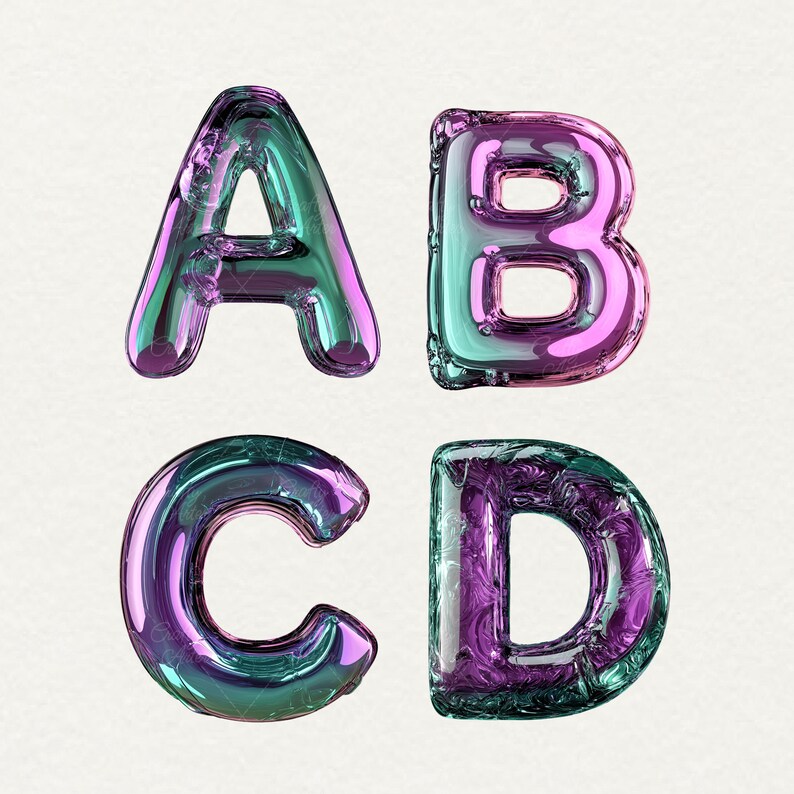 Foil Balloon Alphabet Clipart: Metallic PNG Font (digital Download) - Etsy