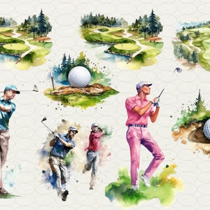 Watercolor Golf Clipart: Summer Golf Player Illustrations (47 PNG) - Etsy
