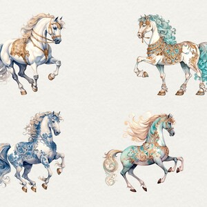 Watercolor Rococo Horses Clipart, Animal Clipart, 23 PNG Rococo ...