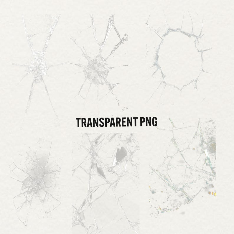 Broken Glass PNG Overlays: Shattered Glass Textures (commercial Use) - Etsy