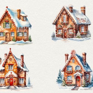 Christmas Ginger House Clipart, 20 Png Watercolor Christmas Clipart ...