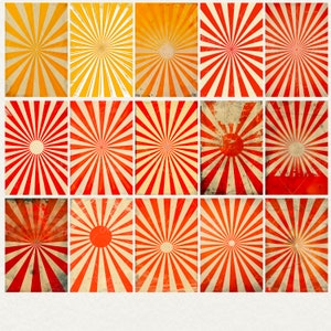 Retro Sunburst Digital Background, 58 Printable Vintage Pages ...