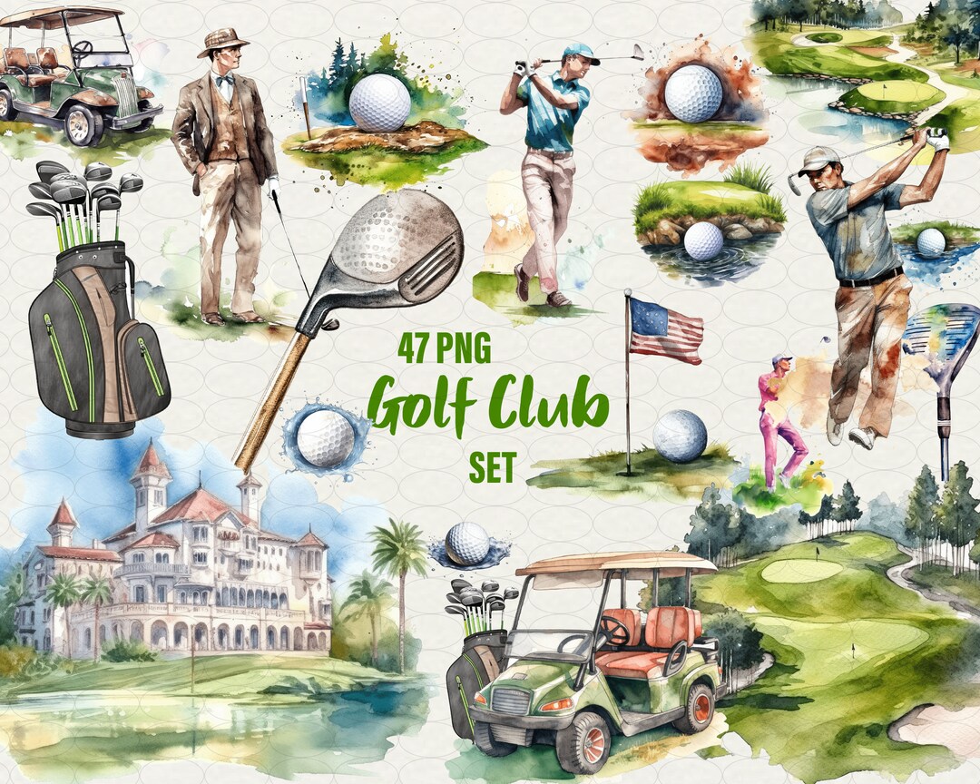 Watercolor Golf Clipart: Summer Golf Player Illustrations (47 PNG) - Etsy