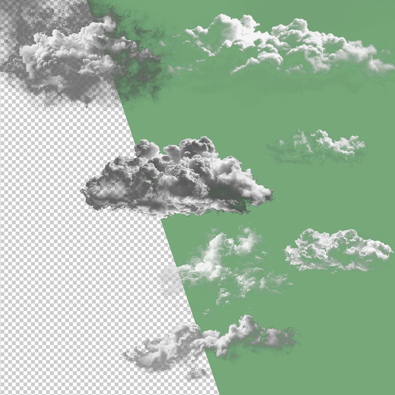 52 Cloud Photo Overlays: Realistic PNG Clipart (digital Download) - Etsy