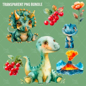 Watercolor Cute Dino Clipart, 60 Png Baby Dinosaur Clip Art, Kids ...