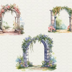 Watercolor Wedding Flower Arch Clipart, Wedding Ceremony Flowers ...