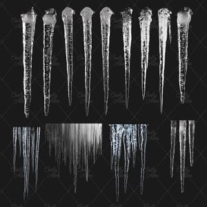 Icicles Overlays Clipart, 30 Png Realistic Icicles, Winter Frozen ...