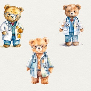 Watercolor Doctor Animals Clipart: 25 PNG Kids Illustrations ...