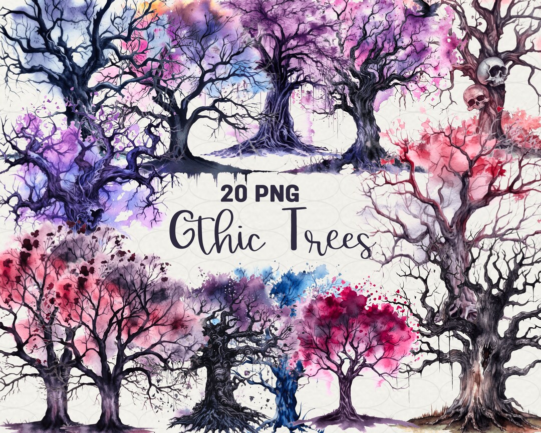 Watercolor Gothic Trees Clipart: Dark Fantasy Garden (20 PNG) - Etsy ...