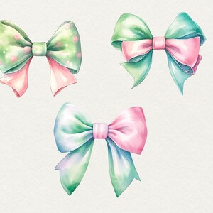 Watercolor Pastel Bows Clipart, 20 Png Bow Clipart Pink Cotton Bows ...