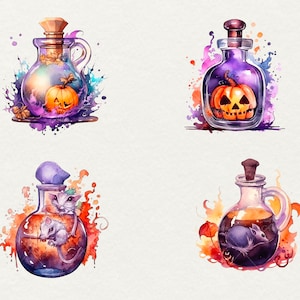 Watercolor Halloween Potion Clipart, Watercolor Halloween Graphics 28 ...