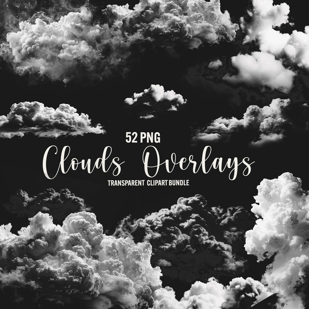 52 Cloud Photo Overlays: Realistic PNG Clipart (digital Download) - Etsy