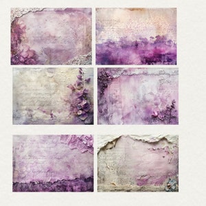 Purple Lace Digital Paper, 24 Junk Journal Printable Pages, Manuscript ...