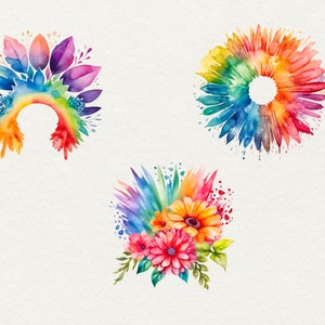 Watercolor Rainbow Clipart, Boho Rainbow Clip Art, Boho Rainbows 16 PNG ...