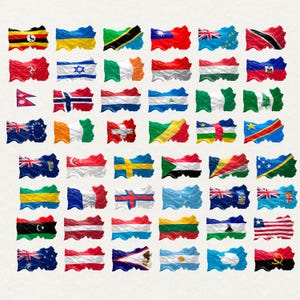 World Flags Clipart: 254 National Flags PNG Graphics (digital Download ...