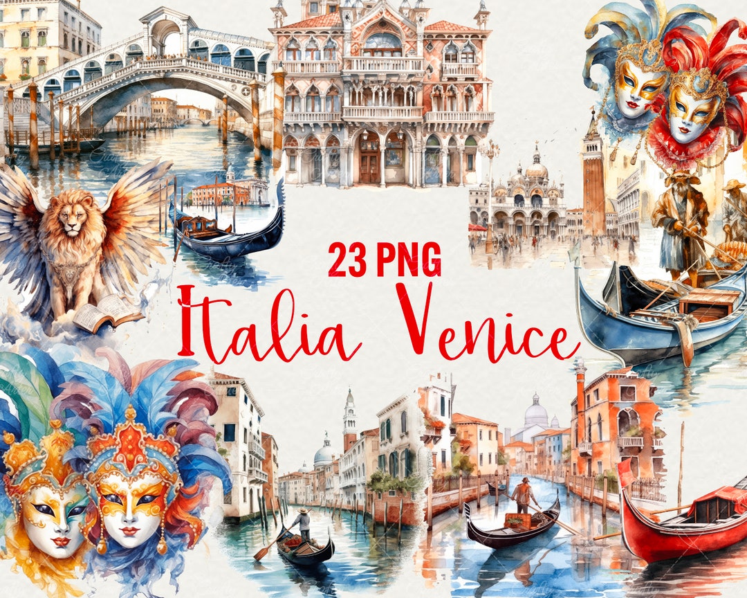 Watercolor Venice Clipart, 23 PNG, Italy Clipart, Travel Clipart ...