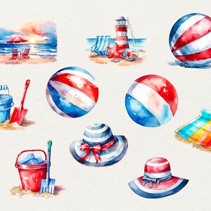 Beach Summer Clipart: Tropical Watercolor PNG Set (54 Images) - Etsy