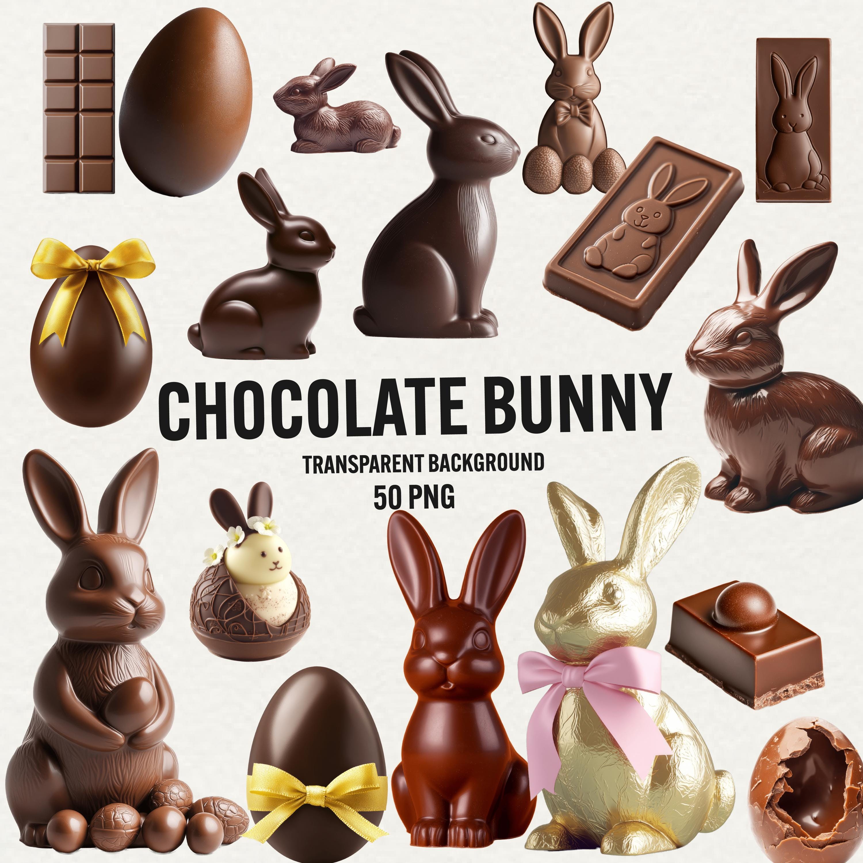 Chocolate Easter Bunny Clipart: Rabbit PNG Illustrations (commercial ...