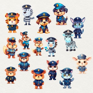 Cute Police Animals Clipart, 28 PNG Animal Clipart, Cartoon Kids ...