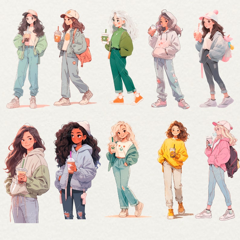 School Girls Clipart, 47 Png Fashion Teenager Girls, Cute Student Girl ...