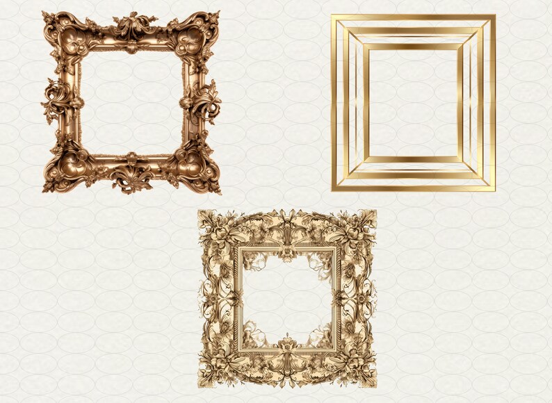 Gold Vintage Frames Clipart Set Gold Frame Bundle 12 Png - Etsy