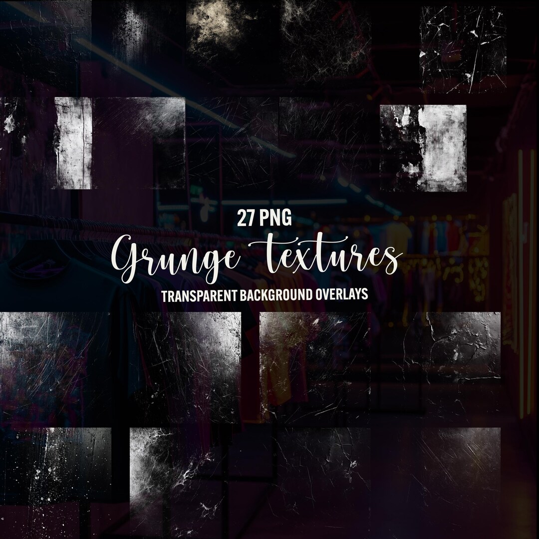 27 Grunge Texture Overlays: Scratched PNG Photo Effects (commercial Use ...