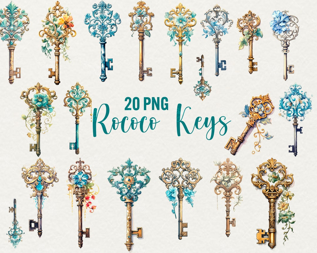 Rococo Keys Clipart 20 PNG Fantasy Clipart Vintage Key - Etsy UK