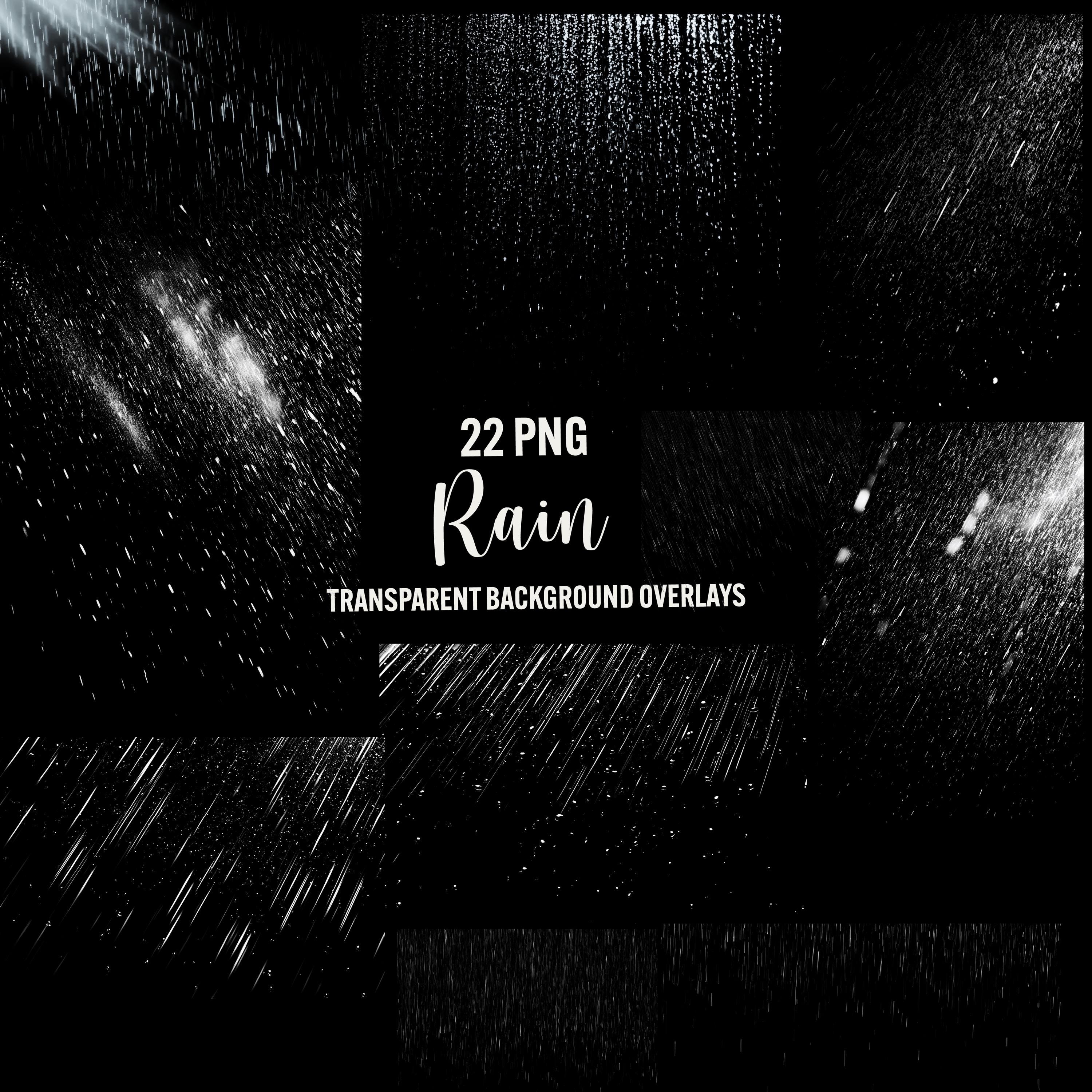 22 Realistic Rain Photo Overlays: Transparent PNG Effects (digital ...