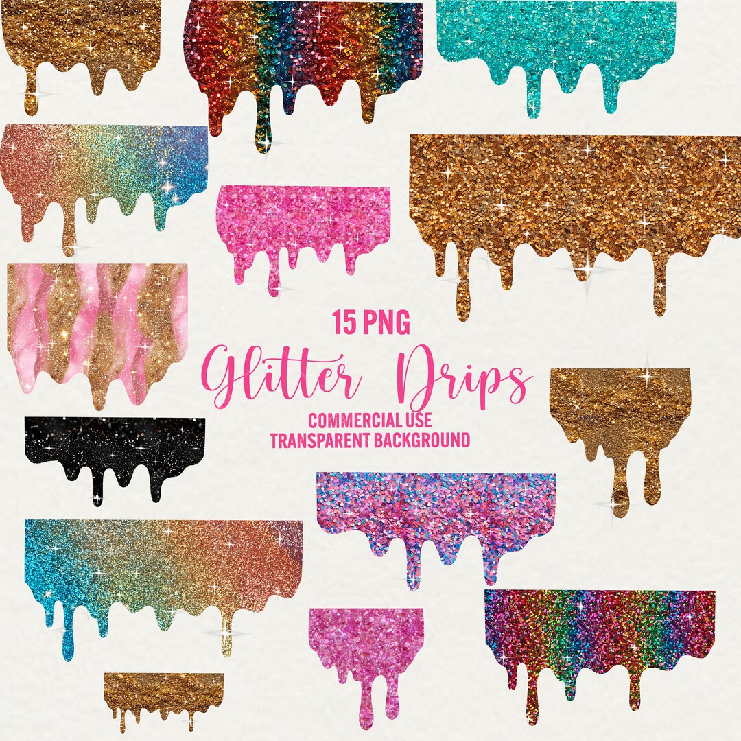Glitter Drips Clipart, 15 Png Sparkling Sparkling Glitter Overlays ...